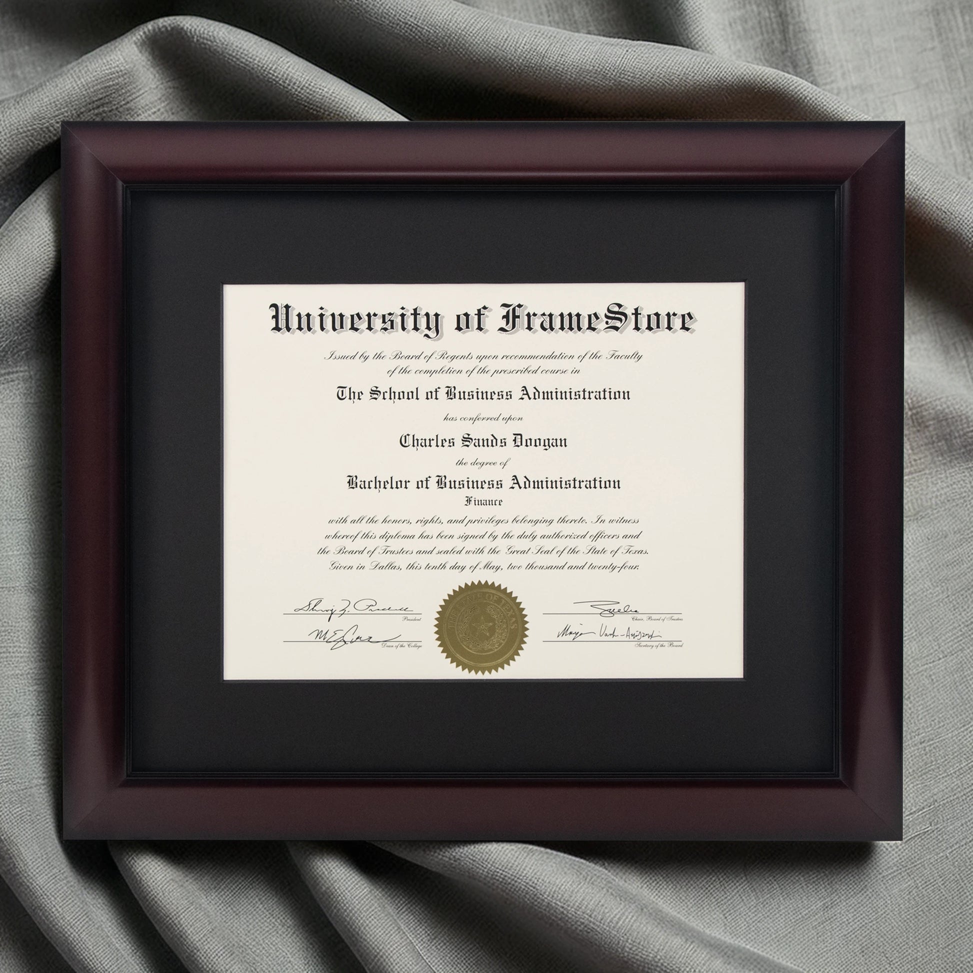 Classic Mahogany Diploma Frame | Black Matboard – FrameStore ...
